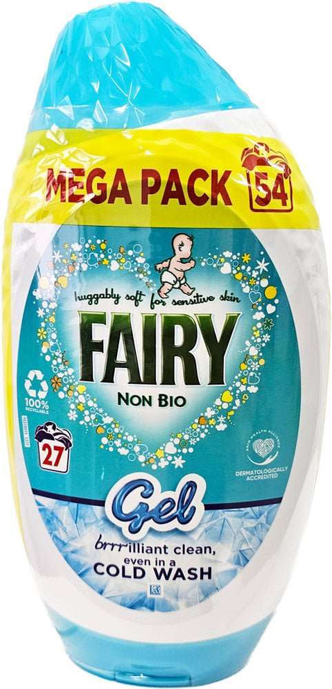 Fairy - Non Bio Washing Gel Gentle Clean, 54 Washes, 945ml X2 — HOME ...