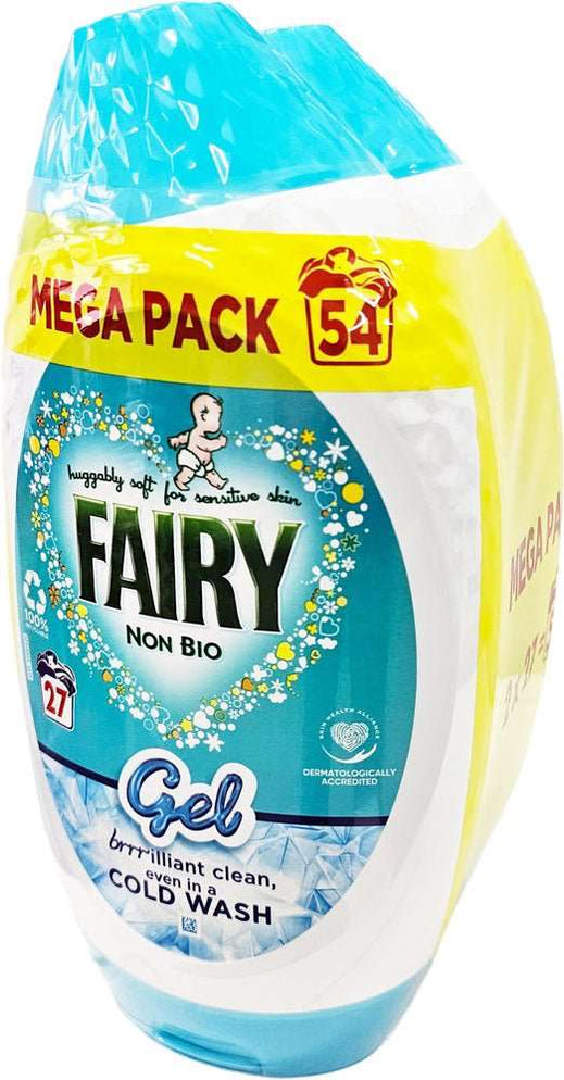 Fairy - Non Bio Washing Gel Gentle Clean, 54 Washes, 945ml X2 — HOME ...