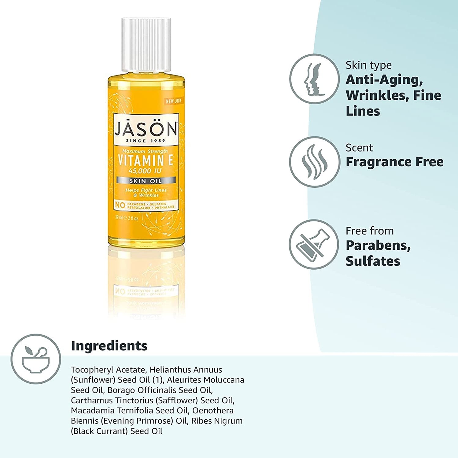 Jason - Vitamin E Skin Oil For Wrinkles, 45,000 IU 59ml — HOME EXPRESS
