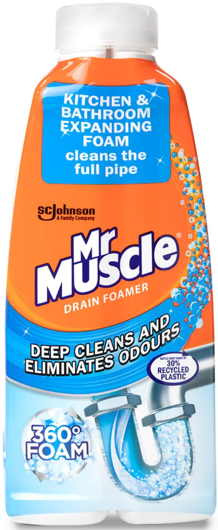 Mr Muscle - Drain Foamer Pipe Cleaner for Kitchen & Bathroom 500ml ...