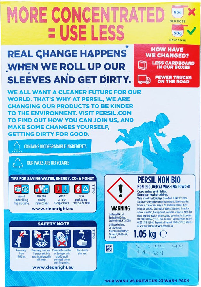 Persil - Non Bio Washing Powder Laundry Detergent 21 washes 1.05KG Rec ...