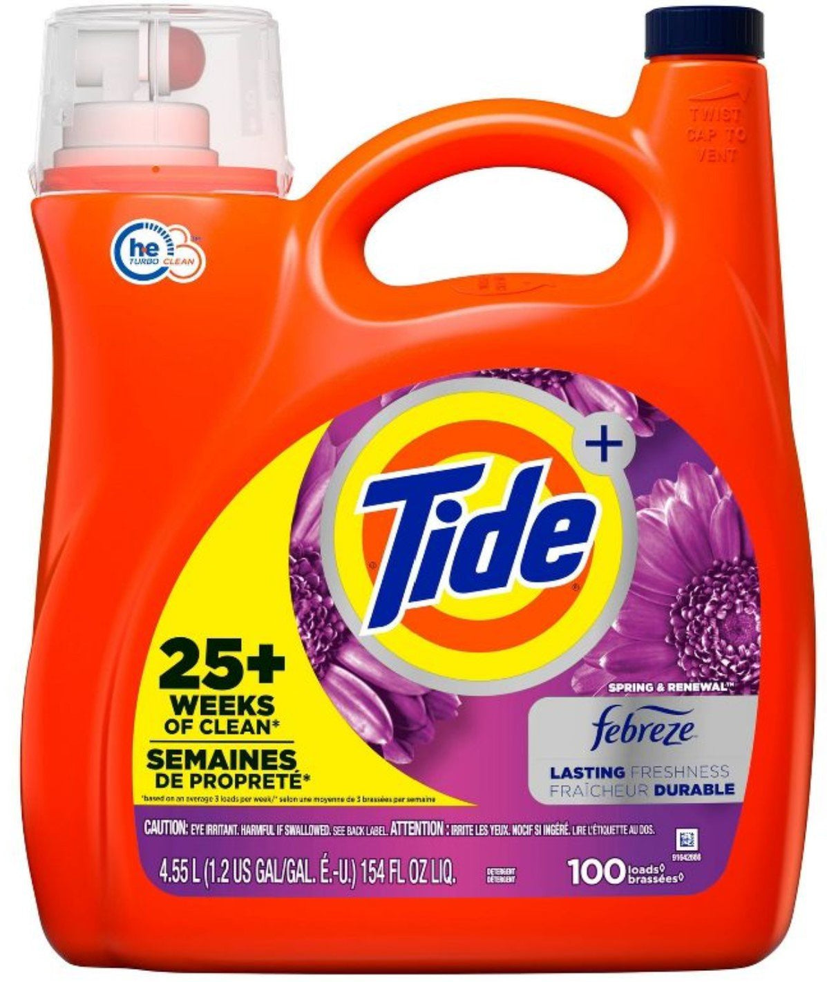 Tide Plus Febreze Spring Renewal Liquid Laundry Detergent 4.55L — HOME ...
