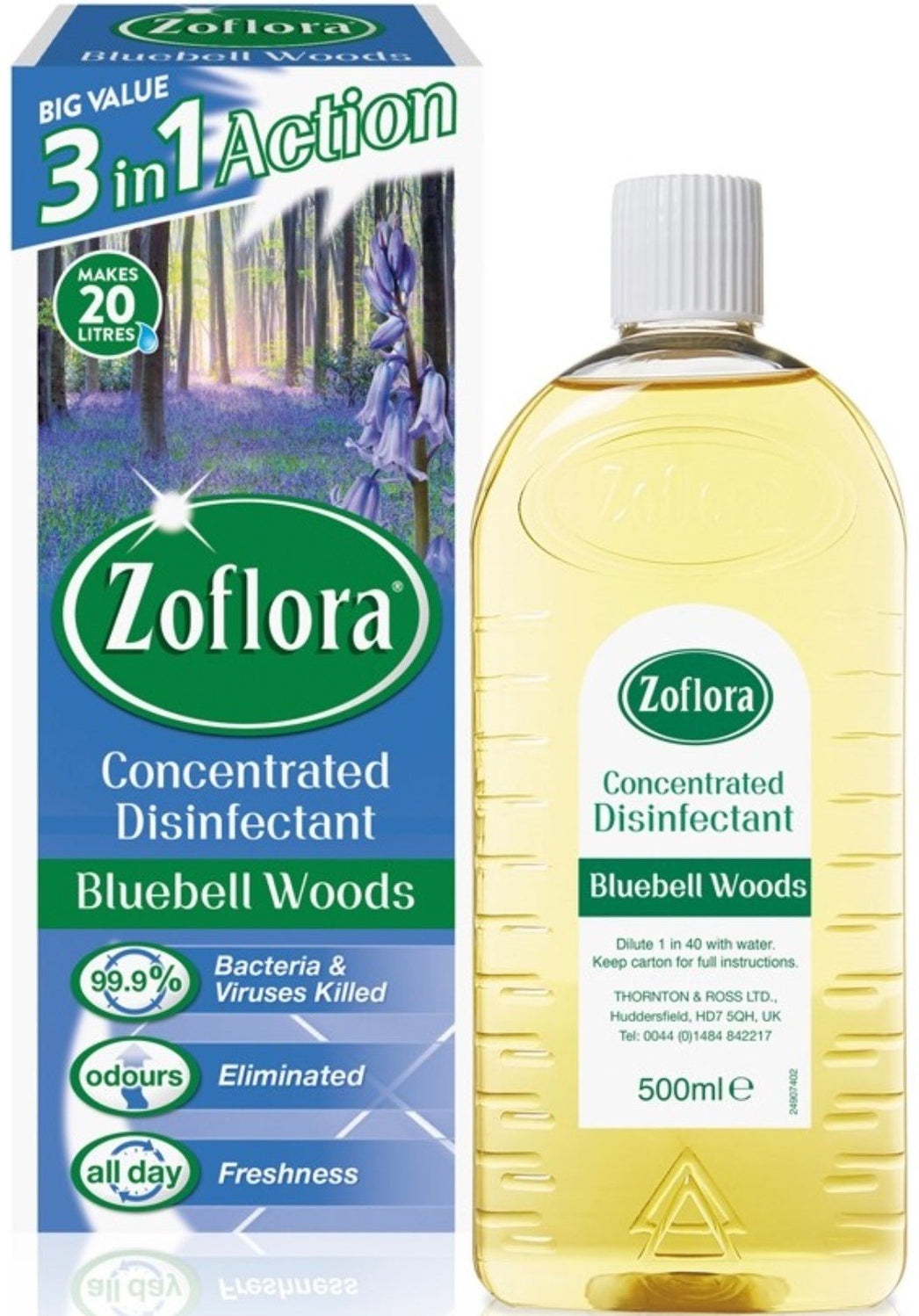 ZOFLORA - Concentrated Antibacterial Disinfectant - Bluebell Woods 500 ...